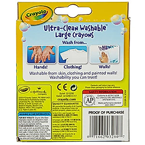 Crayola Ultra Clean Large Washable Crayons, School Supplies, 8 Count(Pack of 1)