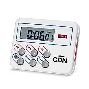 CDN Digital Timer and Clock Memory Feature, 6.8 x 4.5 x 0.9 inches, Cream