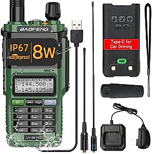 BAOFENG UV-9R Pro Radio Handheld Two Way Radio Dual Band Waterproof Transceiver Long Range Walkie Talkie Rechargeable with Type-C Charger