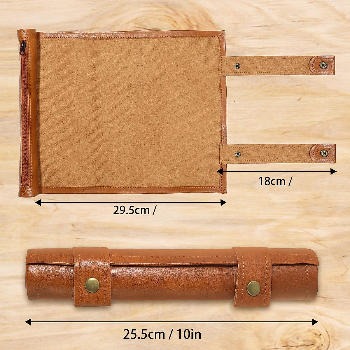 Lohoee 2Pcs Dice Rolling Mat PU Leather Dice Holder Tray with Zipper Folding Dice Bag for Dice Game Accessories (Brown and Purple)