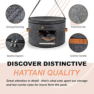 Hat Storage Organizer - 17 x 11 Inches - Hat Box for Travel with Viewing Window and Sturdy Felt - Cowboy Hat Holder and Carrier Hat Case for Sun Hats, Baseball Caps, Fedoras