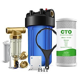 SimPure Whole House Water Filtration System, Big Filter Housing Blue for Whole Home Water Filtration, with 10" x 4.5" CTO Filter