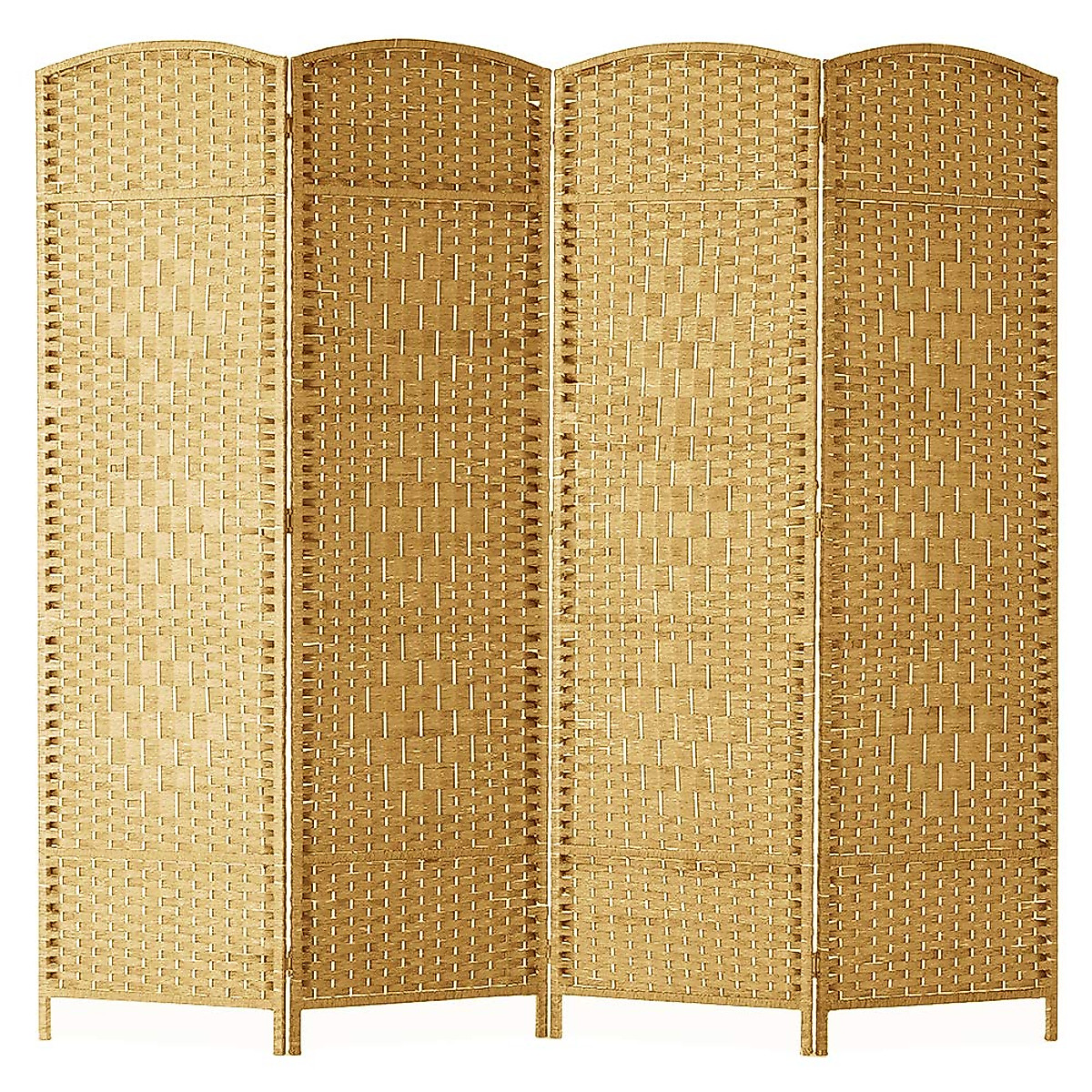 Corelax Room dividers 6 ft. Tall-20 Wide Freestanding Privacy Screen with Diamond Woven Fiber, Foldable Panel Partition Wall Divider, Double-Hinged Room Dividers(Yellow, 6 Panel)