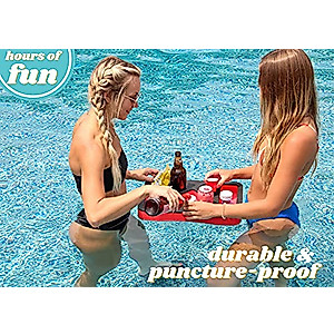 Polar Whale Floating Spa Hot Tub Bar Drink and Food Table Red and Black Refreshment Tray for Pool or Beach Party Float Lounge Durable Foam 7 Compartment UV Resistant