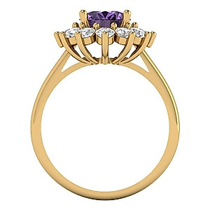 Clara Pucci 2.72ct oval cut simulated alexandrite 14k yellow gold engraving anniversary engagement wedding halo ring size 10 us