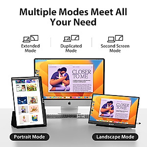 KYY 15.6'' Portable Monitor Bundle [K3-1 Black & K3-2 Black] 1080P FHD USB-C Laptop Monitor HDMI Computer Display HDR IPS Gaming Monitor w/Smart Cover & Dual Speakers, for Laptop PC Phone PS4 Xbox Swi