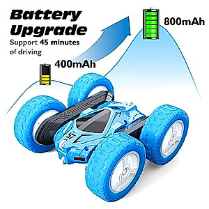 Tecnock Remote Control Car, RC Cars Double Sided 360° Rotating Toy Car, Gesture Sensing RC Stunt Car with Headlights and Wheel Lights, Ideal Gifts for Boys Girls