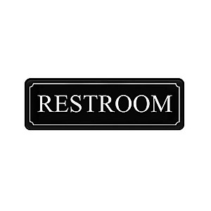 Restroom Sign for Office Door Wall – Bathroom Signs for Home and Business - Water Closet Sign Black White Sticker 9×3 in - Easy Installation Without Any Tools - Quality Guaranteed by MolnijaPro