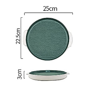 KOWMcp Dinner Plates 1Pcs Ceramic Oven to Table Bakeware Matte Round Baking Dish Grill Dinner Plates, Food Serving Dinner Trays (Color : Yellow, Size : M)