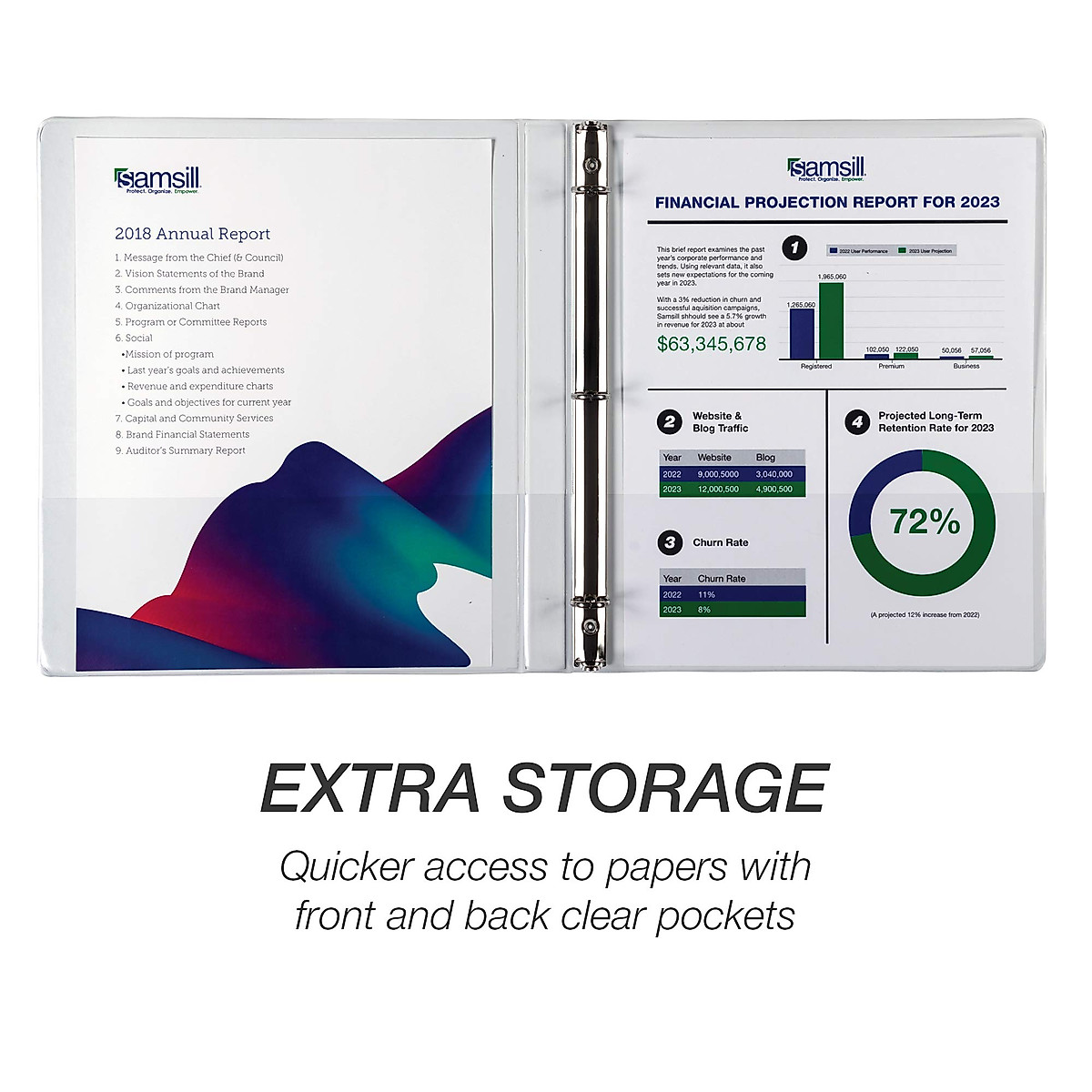 Samsill Durable .5 Inch Binder, Made in The USA, Round Ring Customizable Clear View Binder, White, 8 Pack (S88417)