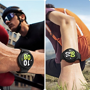 Misxi 2-Pack Hard PC Case with Screen Protector for Samsung Galaxy Watch 5 Galaxy Watch 4 44mm, Ultra-Thin Scratch Resistant Cover with Tempered Glass, Black