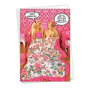 NobleWorks - Humorous Birthday Paper Card with 5 x 7 Inch Envelope (1 Card) Bday Slept With A Brazilian Birthday 3605Z