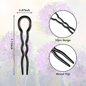 24 Piece Plastic Hair Bobby Pins U Shaped Grip Pins Fast Spiral Clips Hair Grip for Women Hairstyle Accessories(Black)