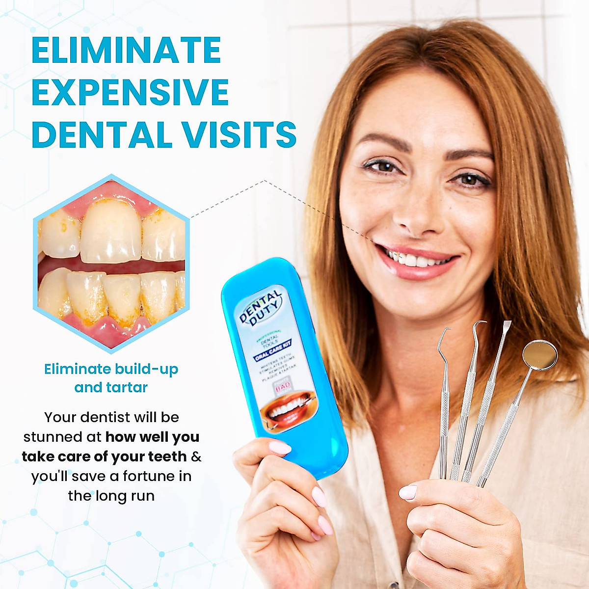 Dental Hygiene Kit - Calculus & Plaque Remover Dental Tool Set - Stainless Steel Tarter Scraper, Tooth Pick, and Mouth Mirror - Dentist Instrument Set for Teeth Cleaning (Coal Black)