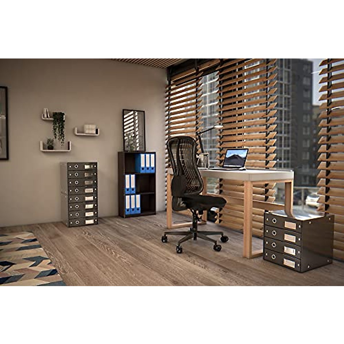 Leitz Click & Store Storage Box, 4 Drawer, Collapsible, Stackable, Patented Design, Bin, Cabinet, Desk Organizer, Black (60490095)