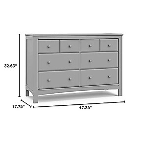Graco Benton 6 Drawer Double Dresser (Pebble Gray) – Easy New Assembly Process, Universal Design, Durable Steel Hardware and Euro-Glide Drawers with Safety Stops, Coordinates with Any Nursery
