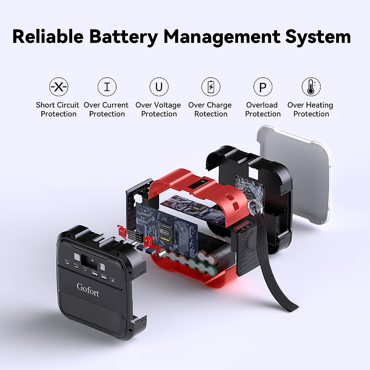 GOFORT Portable Power Station 120W(Peak 240W), 98Wh DC Port USB QC3.0 Portable Generator with LED Light, 110V Pure Sine Wave AC Outlet Lithium Battery, Solar Generator for Outdoor Emergency Backup