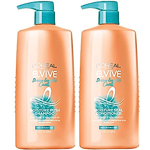 L'Oreal Paris Elvive Dream Lengths Curls Shampoo and Conditioner 2PK, Paraben-Free with Hyaluronic Acid and Castor Oil. Best for wavy hair to curly hair, 1 kit