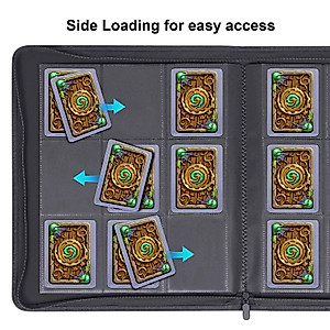 Famard 9-Pocket Binder Fit for Topload Card Holders, Trading Card Storage Album Compatible with 288 3"x4" Hard Plastic Card Sleeves (White-Red)