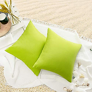 OHCOZZY Pack of 2 Outdoor Pillow Covers, Waterproof Decorative Throw Cushion Case Pillowcase for Garden Patio Furniture 18x18 Inch Apple Green