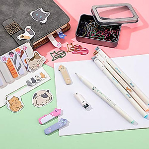 Cat Office Supplies Cat Sticky Notes Paper Clips Index Tabs Cat Gel Ink Pens Cat Shaped Bookmark Cartoon Stickers Set for Cat Lovers Kids Women Girl Work School Office(Cute Style)