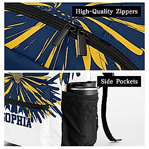 SunFancyCustom Cheerleader Navy Blue Gold Backpack Personalized Waterproof Casual Daypack Gift for Holiday Birthday