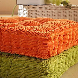 Square Floor Pillow Thick Cushion Meditation Pillows for Adults & Kids Bedroom Balcony Car Office Patio Sofa Reading Nooks Large Outdoor Indoor Tatami Chair Seat Cushion 20"×20" Green