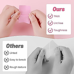 500PCS Nail Polish Remover, Lint Free Nail Wipes Super Absorbent Gel Nail Polish Remover Cotton Pads for Acetone Nail Polish Remover Nail Wipes for Acrylic Gel Nails Clean, Pink