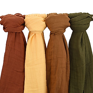 Muslin Baby Swaddle Blankets,Set of 4 Cotton Neutral Newborn Soft Receiving Blanket Swaddle Wrap for Boys & Girls,Forest Theme (47” x 47”)