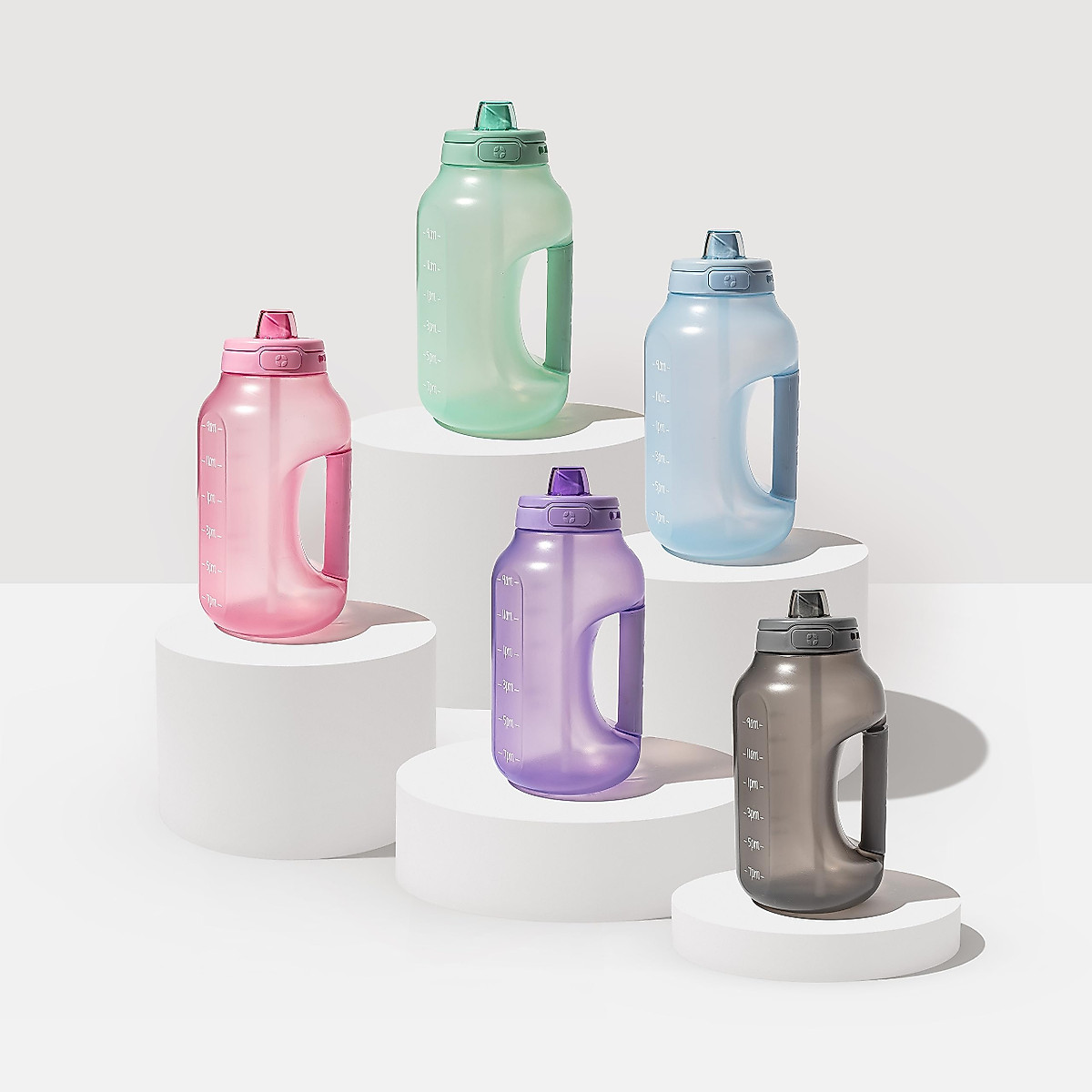 Ello Hydra Half Gallon Jug with Time Marker & Handle for All Day Hydration & Silicone Straw with Locking, Leak Proof Lid BPA Free, Yucca, 64oz