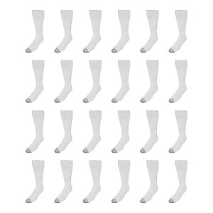 Hanes mens Double Tough Over the Calf Tube Sock, 12-pair Pack athletic socks, White/ Grey Toe , Shoe size 6-12