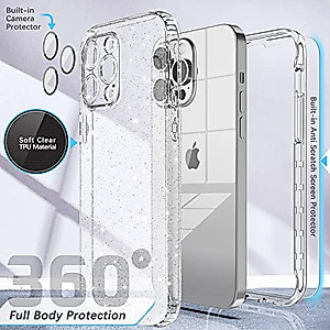 Switdo Compatible with iPhone 14 Pro Max Case Clear Glitter with Built-in Screen Protector&Camera Lens Protector,Full Body Protective Cover for Women Girls For iPhone 14 Pro Max 6.7 inch,Clear Glitter