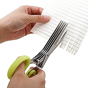 2 Packs Stainless Steel Herb Scissors, SourceTon Multi-purpose Kitchen Shear with 5 Blades and Cleaning Brush, Ergonomic Design Heavy Duty Durable Culinary Cutter with Sharp Blade