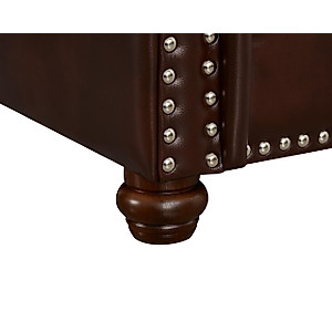 Lunanniu 59" Faux Leather Pu Loveseat Underseat Storage Classic Love Seat Couch Elegance 2 Seat with Rolled Armrests Nailhead Trim Wood Legs Traditional Living Room Accent Sofa 2 Seat-Burgundy