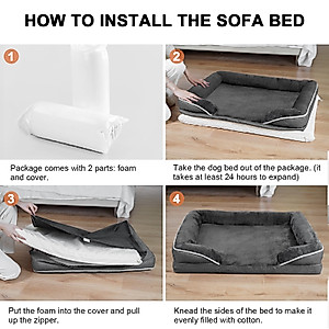 DogBaby Dog Beds for Large Dogs, Washable Large Dog Bed, Dog Couch Bed for Comfortable Sleep, Orthopedic Egg Foam Bolster Dog Bed with Removable Washable Cover and Nonskid Bottom Couch, Pet Bed