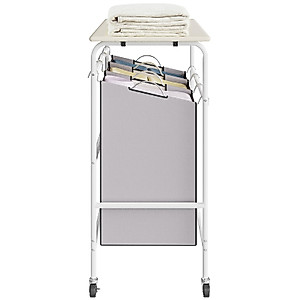 VEVOR 3-Section Laundry Sorter Cart with Ironing Board, Laundry Hamper with Heavy Duty Lockable Wheels and 3 Removable Bag, Rolling Laundry Basket Sorter for Clothes Storage