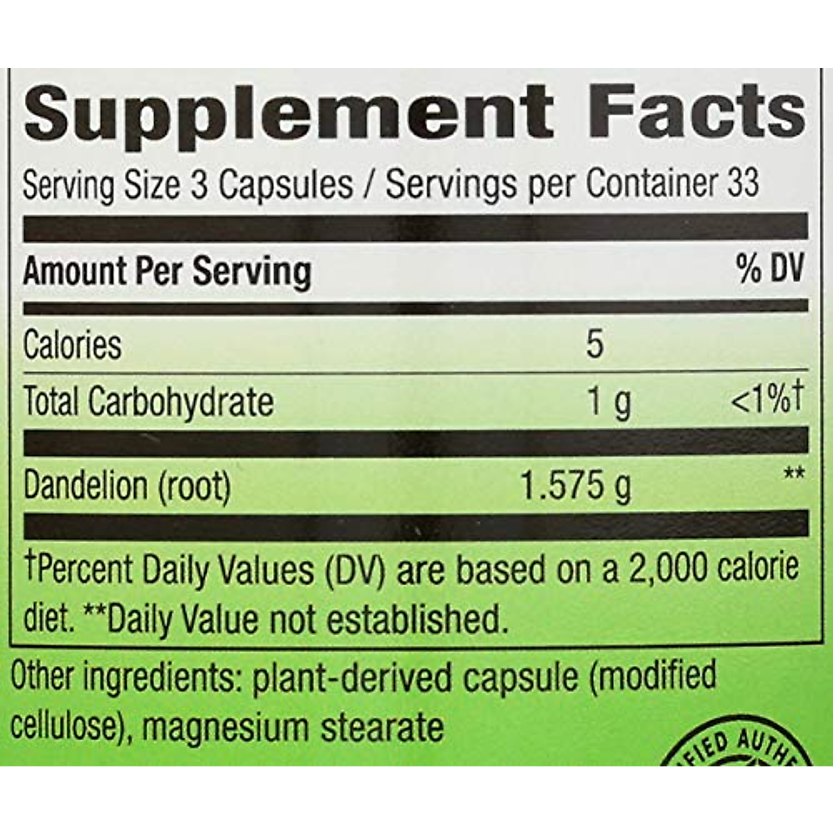 Nature's way Dandelion Root - 100 Count