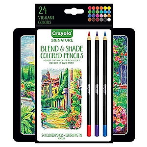 Crayola Signature Blend & Shade Soft Core Colored Pencils in Tin, Gift - 24 Count, Blend & Shade Colored Pencils