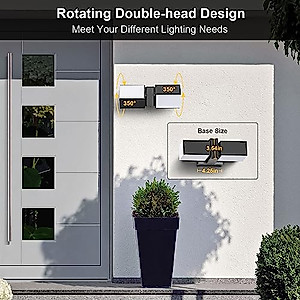 XMCOSY+ Outdoor Wall Lights, 1400LM LED Wall Sconces, Smart RGBW Porch Lights Black Exterior Wall Lighting, WiFi APP Control, Works with Alexa, Adjustable Dual-Head IP65 Waterproof Wall Lanterns (1PK)