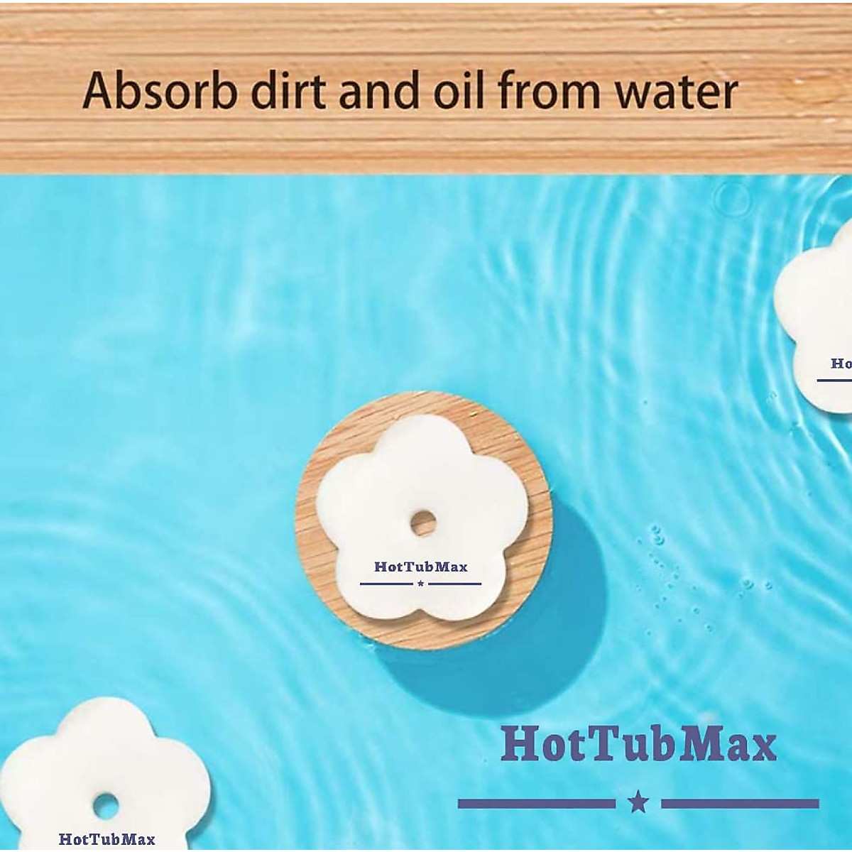 HotTubMax Oil Absorbing Sponge Scum Absorber for Hot Tub, Swimming Pool and Spa, (Individually Packed) - Pack of 2 (2, White Flowe HTM HTM