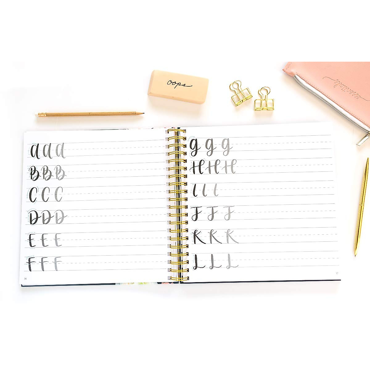 Pretty Simple Lettering: A Step-by-Step Hand Lettering and Modern Calligraphy Workbook for Beginners (Premium Spiral-Bound Hardcover)