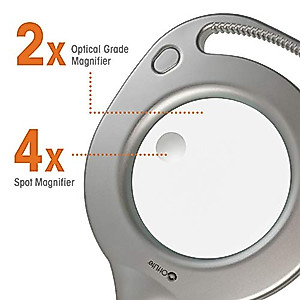 OttLite 2-in-1 LED Magnifier Light Floor and Table Lamps – Optical Grade Hands-Free Magnifying LED Light, Modern Design for Crafting, Sewing, Reading, Needlework
