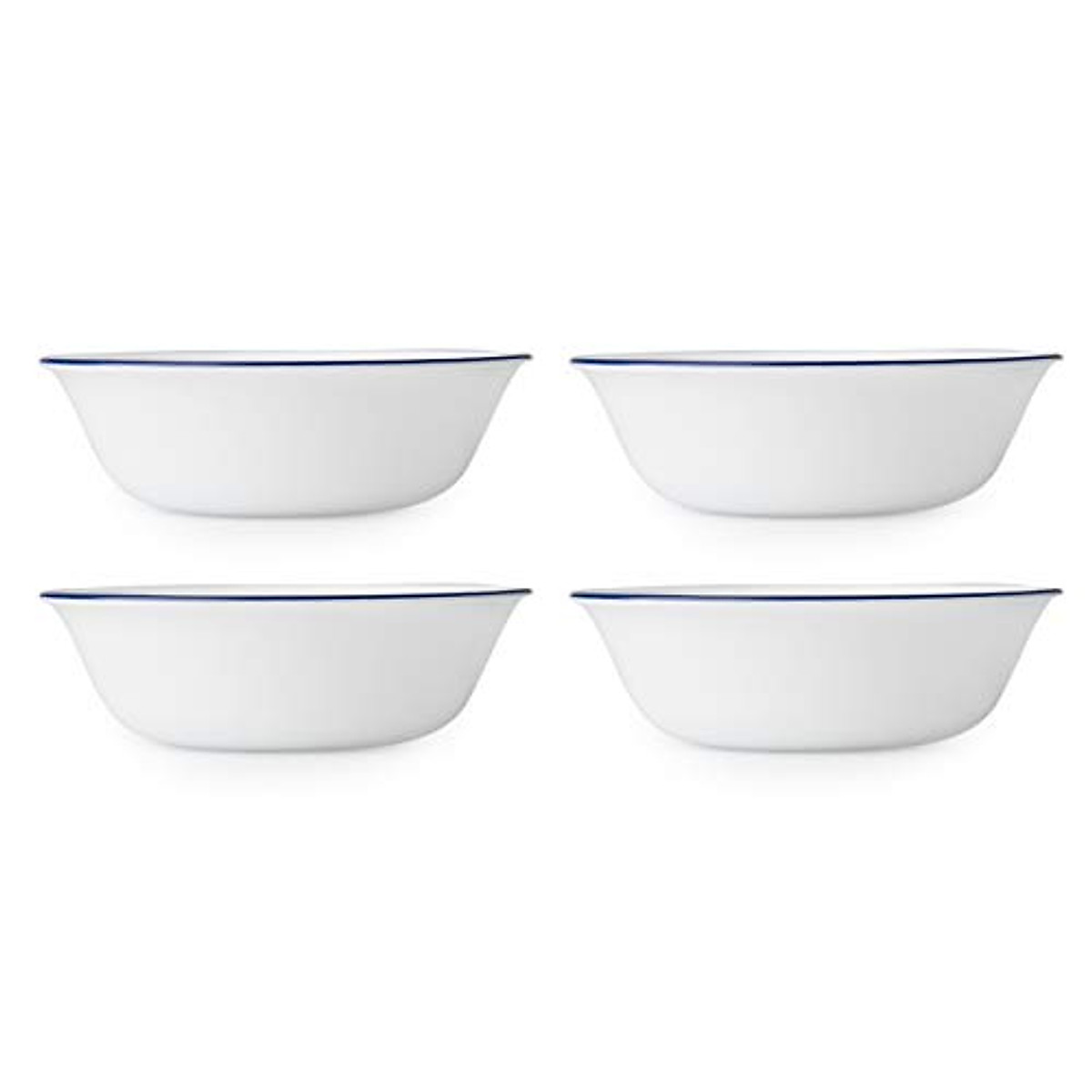 Corelle Livingware Lia 18 Ounce Soup/Cereal Bowl - White with Cobalt Blue Lip (Set of 4)