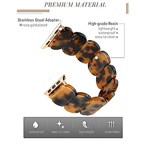 Heesch Tortoise Shell Watch Band for Apple 40mm for Women Resin Stretchy Watch Strap Bracelet for Apple Watch Series 7 Band for iWatch Wristbands 38mm