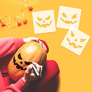 36 Pieces Halloween Drawing Stencils, 6 Inch Plastic Reusable Pumpkin Faces Painting Stencil for DIY Pumpkin Carving, Wood, Walls Art and Halloween Decoration
