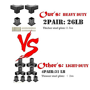 TOMCHY Pergola Brackets Kit Heavy Duty with Post Base Pergola Brackets 4x4 inches DIY Pergola Kit with Steel Brackets and Pergola Brackets Boot Shoulder and Lag Bolts （2 Bracket Shoulders +2 Boots）