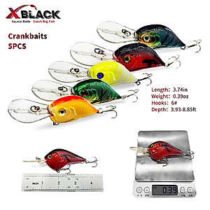 XBLACK Fishing Lures Set, Including Minnow Popper Jointed VIB Shrimp Frogs, Whopper Fishing Lure for Bass Catfish Pike, Baits for Freshwater Saltwater, Fishing Gifts for Men Women(48pcs)