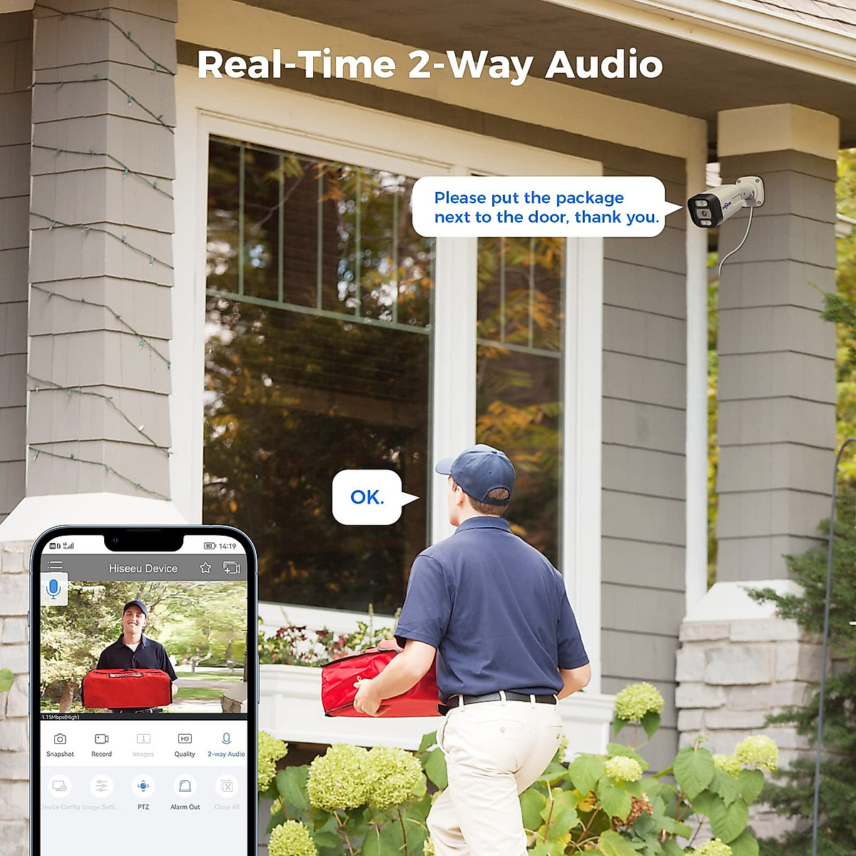 【2-Way Audio+3TB HDD】 Hiseeu 4K PoE Security Camera System,Vehicle/Human Detect, 8MP NVR w/4Pcs 5MP IP Security Camera Outdoor, IP 67Waterproof, Free Motion Alerts, 24/7 Home Surveillance NVR Kit