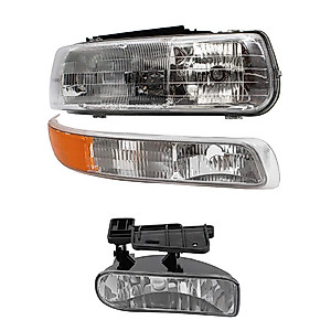 Brock Replacement 6 Pc Set Headlights Replacement Fog Lights & Side Signal Marker Lights Compatible with 1999-2002 Silverado Pickup Truck
