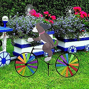 DAADUN Animal Bike Wind Spinner,3pcs 3D Cat Dog Animal Riding Bicycle Windmills Animal Pinwheels for Garden, Yard, Lawn, Whirligig Stake Decoration